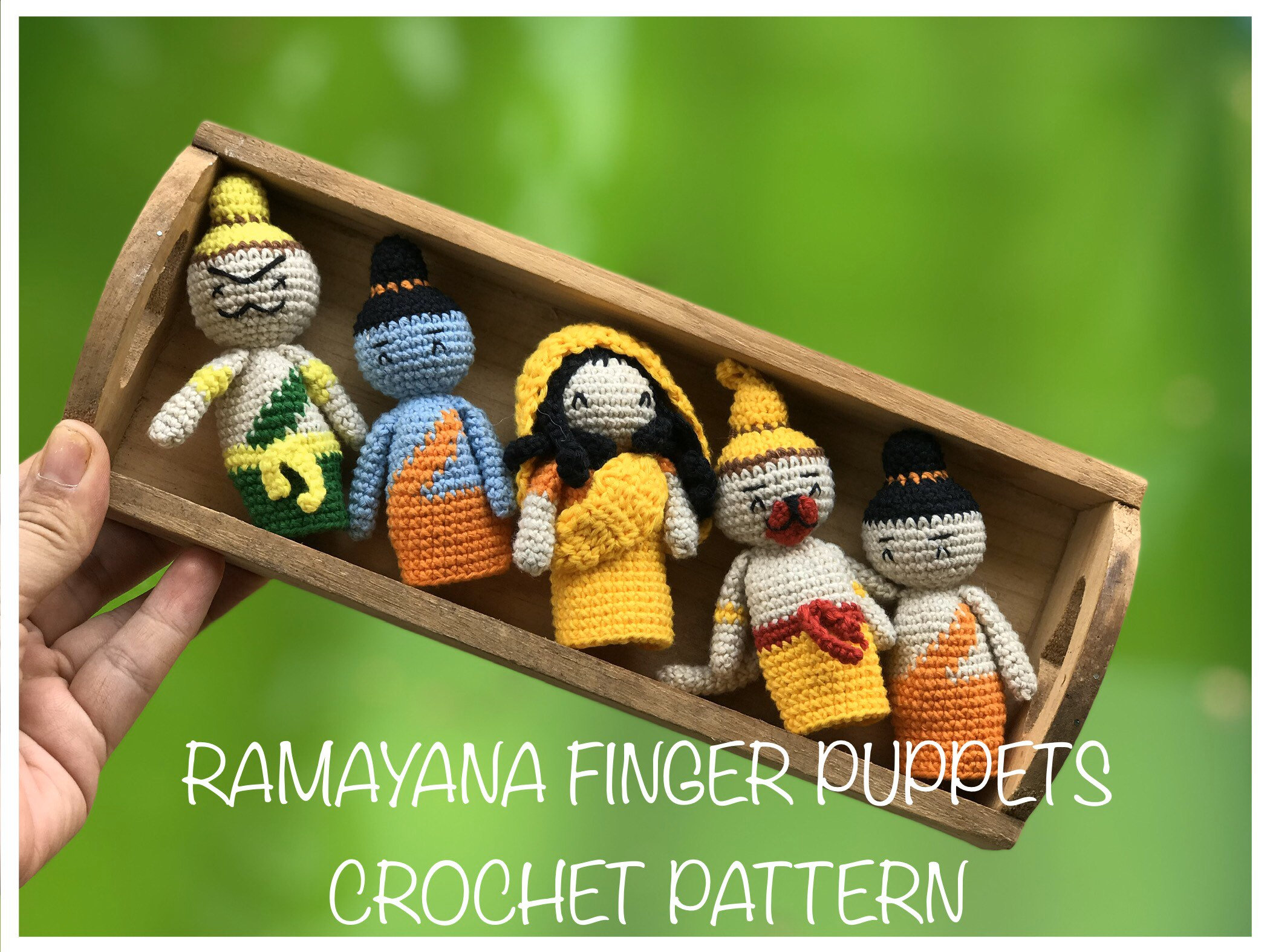 Finger Puppet Amigurumi Crochet Pattern Ramayana, Play At Home Toddler ...